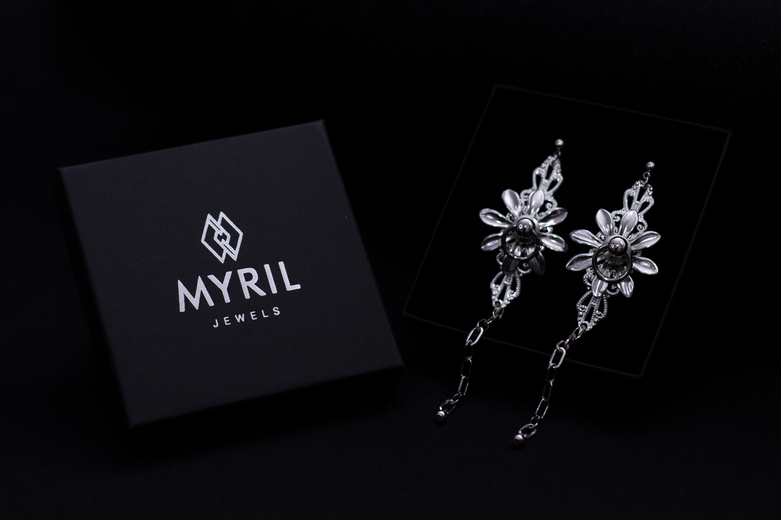 Floral Pendant Earrings R-06 - MYRIL JEWELS – Myril Jewels